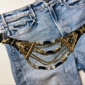 bebe | Accessories | Bebe Gold Chain Belt Wide Multi Chain Snake Print ...